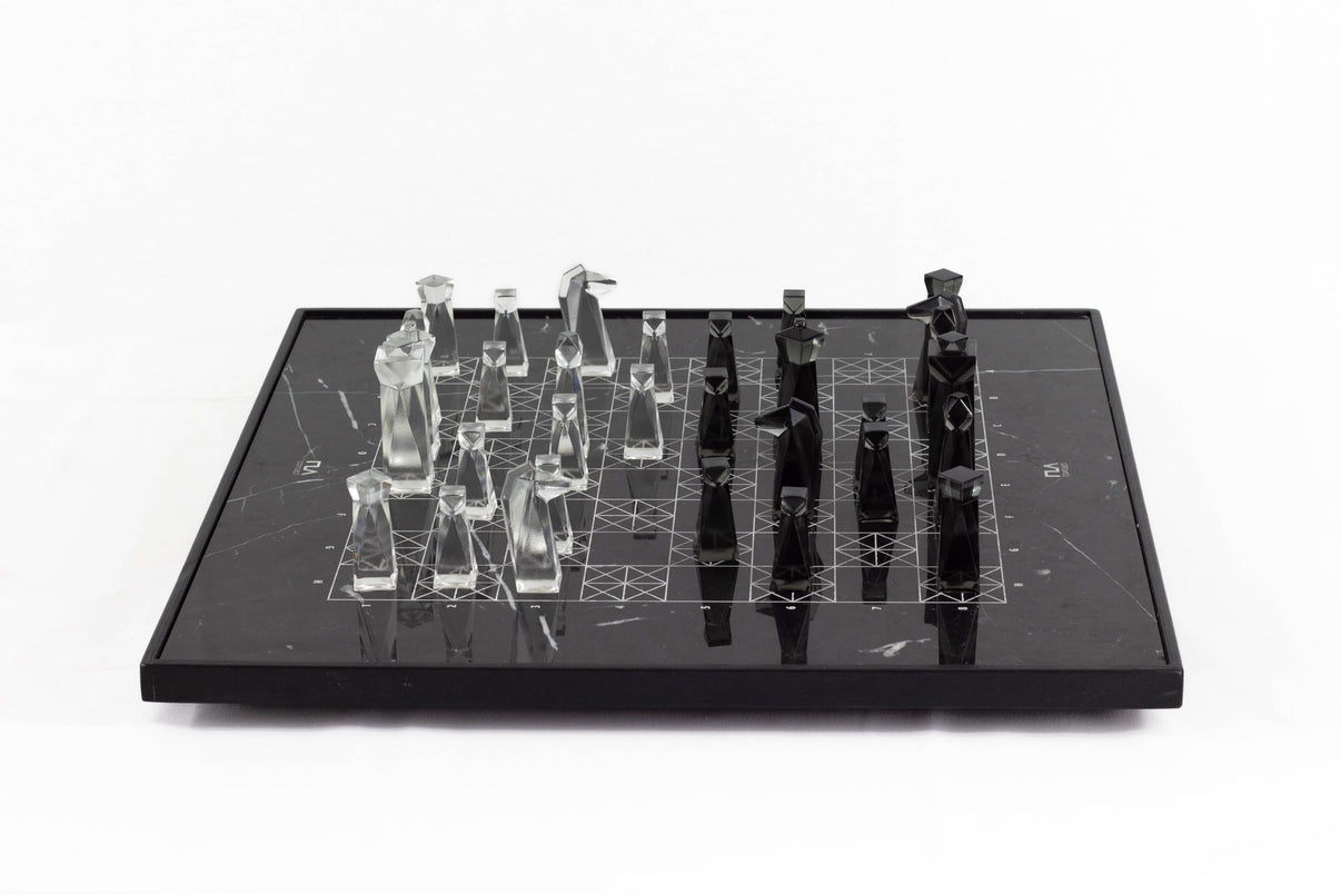 Luxury Chess Set - Modern Geometric Ultra Clear Resin Chess Set – PLA ...
