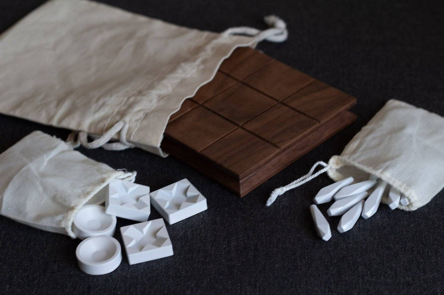 Modern Handmade Walnut and Resin Peg Solitaire and Tic Tac Toe Set ...