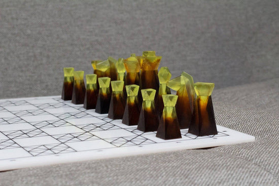 Custom Chess Pieces - Colorful Transparent Resin - Modern Geometric ...
